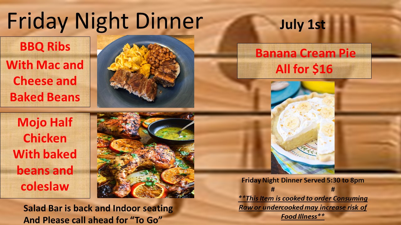 Friday Night Dinner Menu 07 01